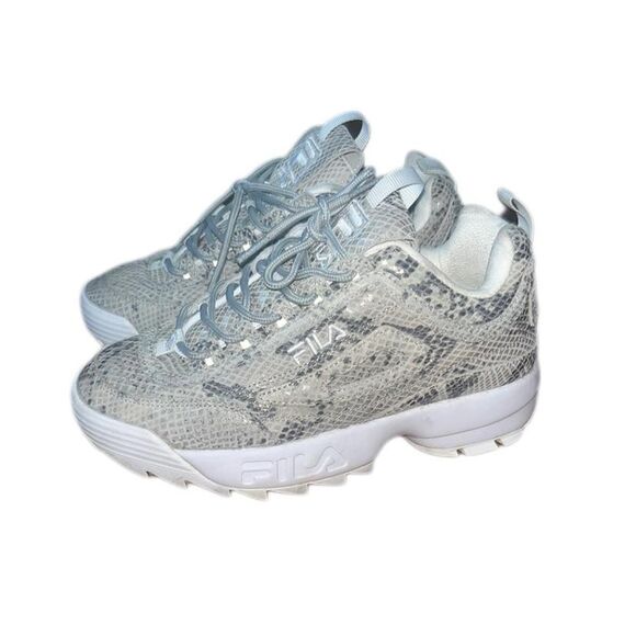 Fila | Shoes | Fila Womens Grey And White Snakeskin Trainers | Poshmark